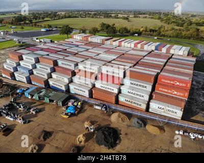 Shipping containers stored at Felixstowe Docks, Suffolk, UK Stock Photo ...