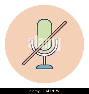 Microphone, mic mute color vector grayscale icon. Music sign. Graph ...
