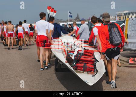 French Rowing Championship. Water Rowing boats Stock Photo - Alamy