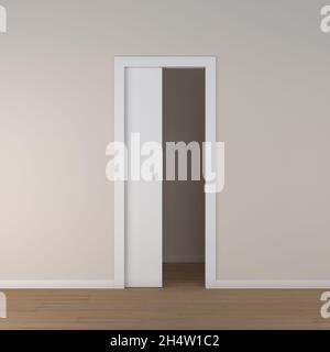 3d rendering of a single panel sliding door in frosted glass and metal ...