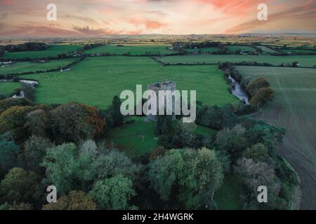 Aerial view of Conna Castle at sunset in county Cork, Ireland Stock ...