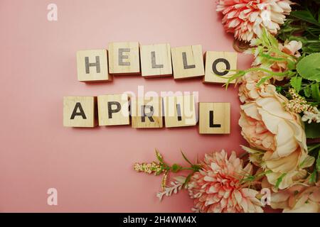 Hello April alphabet letter with space copy on pink background Stock ...