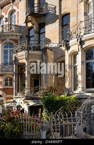 Art nouveau architecture of the Flagey building along the lakes of ...