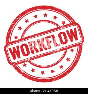 WORKFLOW text on red grungy round vintage stamp Stock Photo - Alamy