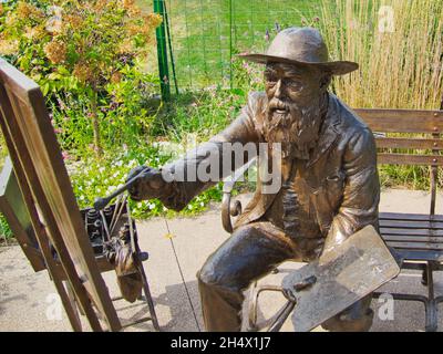 The bronze sculpture of Claude Monet at the Overland Park Arboretum ...