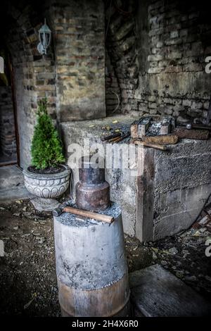 antique metal tools for traditional blacksmithing Stock Photo - Alamy