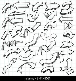 Hand drawn geometric doodle arrow set sketch Stock Vector Image & Art ...