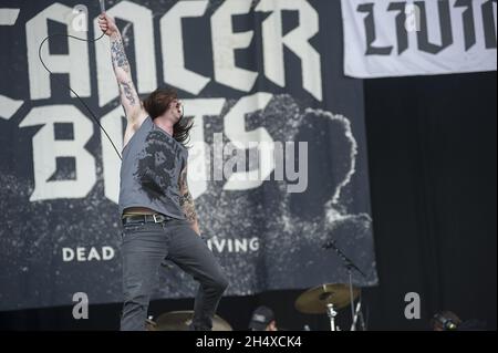 Liam Cormier of Cancer Bats performing live at Download Festival in ...