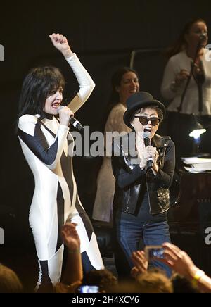 Yoko Ono in concert during the Meltdown Festival at the South Bank ...