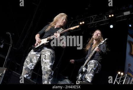 Chris Rorland of Sabaton at Bloodstock Festival, Catton Park Derbyshire ...
