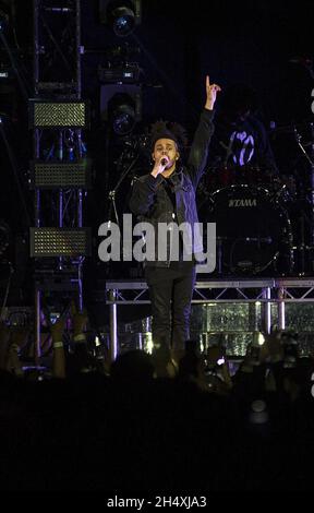 The Weeknd performs live on stage as part of the Apple Music Festival ...