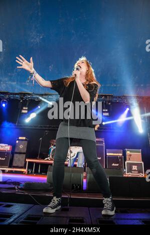 Becca Macintyre of Marmozets live on stage on day 3 at Leeds Festival ...