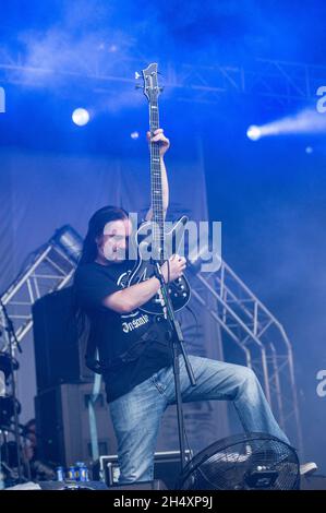 Jeffrey Walker of Carcass live on stage on day 2 of Bloodstock Open Air ...