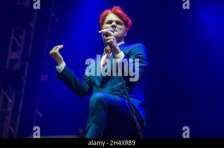 Gerard Way live on stage on day 2 at Leeds Festival on 23rd August 2014 ...