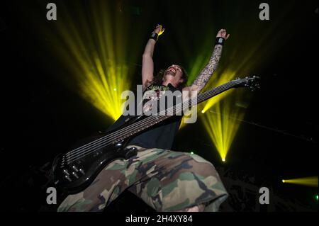 Mark Heylmun of Suicide Silence performing live on stage during ...