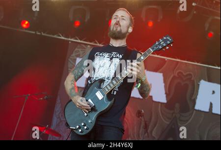 Heavy metal band Hark performing live on stage at Bloodstock festival ...