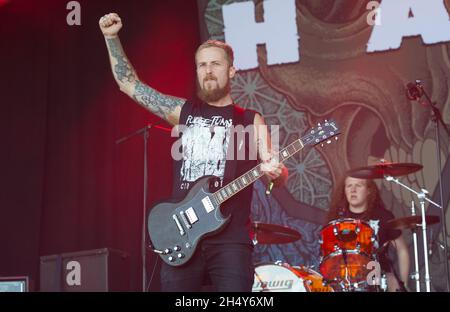 Heavy metal band Hark performing live on stage at Bloodstock festival ...