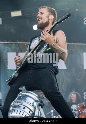 Heavy metal band Hark performing live on stage at Bloodstock festival ...