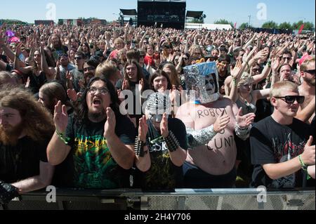 Heavy metal fans enjoying Bloodstock festival on August 12 2016 at ...