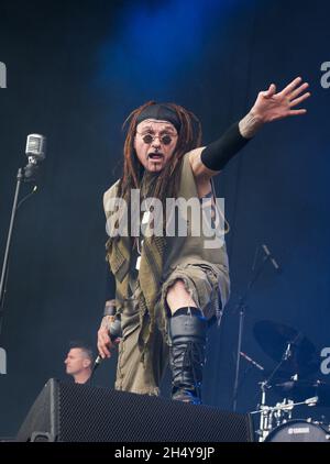 Al Jourgensen of Ministry performing live on stage Stock Photo - Alamy