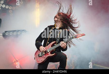 Henrik Sandelin of the band Avatar performs on stage during Download ...