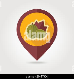 Gooseberry flat vector pin map icon. Map pointer. Map markers. Berry ...