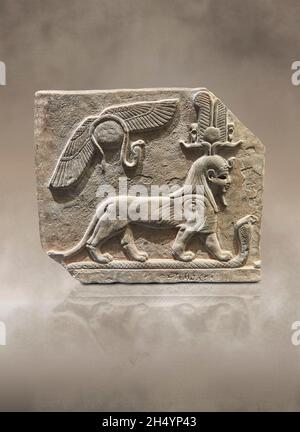 Egyptian bas relief scupture of the god Tutu trampling a cobre, 332-395 ...