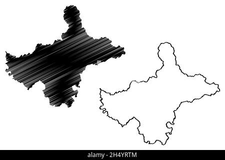 Shimla district (Himachal Pradesh State, Republic of India) map vector ...