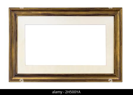 Wooden frame with passepartout isolated on white with clipping path ...