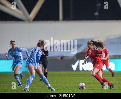 Ruby Mace (Manchester City no. 30 ) on the ball During Women's Conti ...