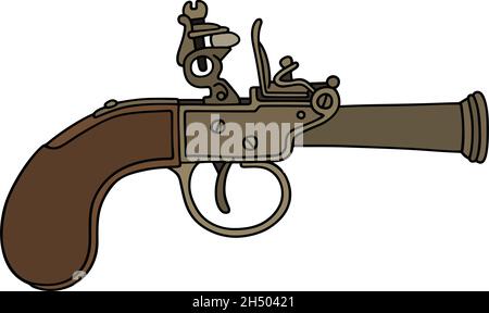 The hand drawing of a historical matchlock pistol Stock Vector Image ...