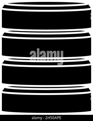 HDD, hard disk drive, mainframe computer stacked cylinder icon. Server ...