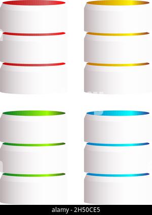 HDD, hard disk drive, mainframe computer stacked cylinder icon. Server ...