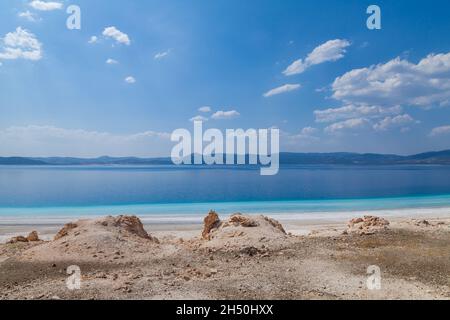 Lake Salda, Turkey. A popular place for recreation and tourism. White ...