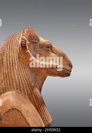 Sculpture of the Egyptian god Amun, with ram, exhibited in the ...