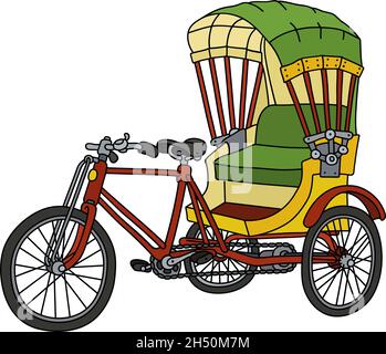 The hand drawing of an old color bangladeshi cycle rickshaw Stock ...