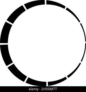 12 part, section segmented circle. Abstract dashed lines circular geometric element - stock ...