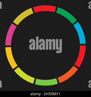 10 part, section segmented circle. Abstract dashed lines circular geometric element - stock ...