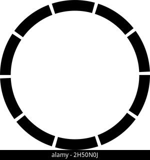 10 part, section segmented circle. Abstract dashed lines circular ...