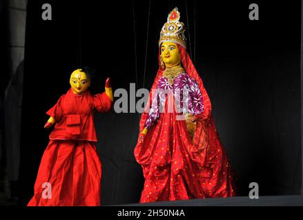 Moni Mukta puppet group of B. Baria, performing a puppet show at an ...