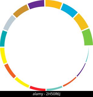 15 part, section segmented circle. Abstract dashed lines circular geometric element - stock ...