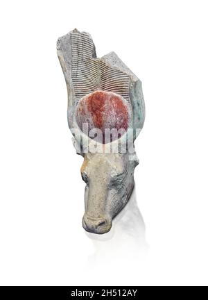 Egyptian statue sculpture of a cows head, the goddess Hathor, circa ...