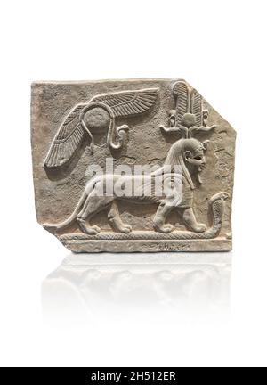Egyptian bas relief scupture of the god Tutu trampling a cobre, 332-395 ...