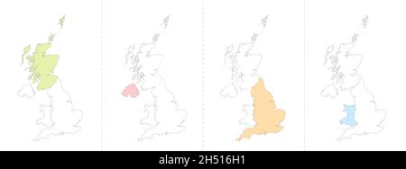 Map of United Kingdom, administrative divisions, regions separate ...