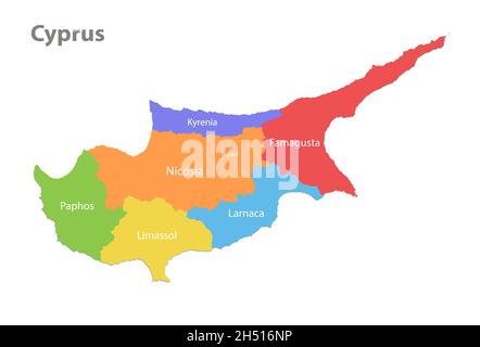 Cyprus political map of administrative divisions - districts. Flat ...