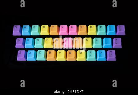 Losse rainbow colours computer keyboard keys Stock Photo - Alamy