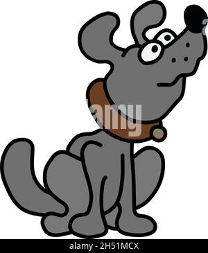The vectorized hand drawing of a funny gray dog Stock Vector Image ...