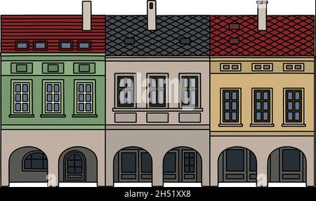 The hand drawing of three historical burger houses Stock Vector Image ...