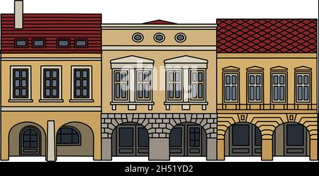 The hand drawing of three historical burger houses Stock Vector Image ...
