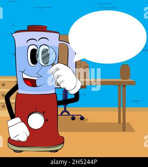 Food Blender holding a magnifying glass as a cartoon character with ...